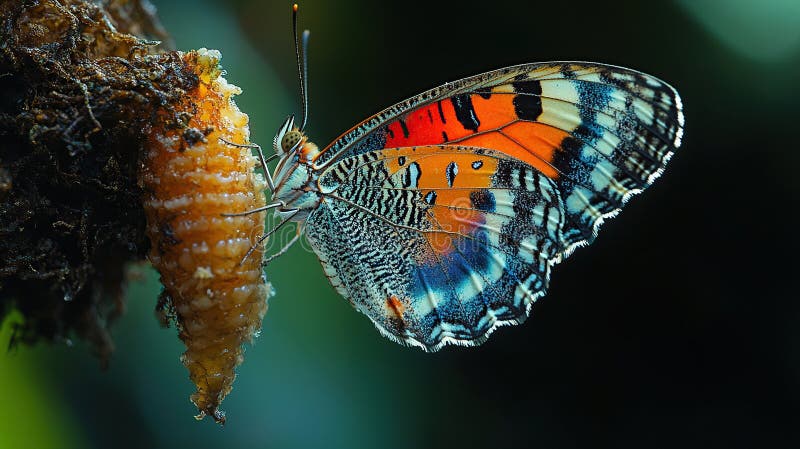Emerging Butterfly from Chrysalis Stock Illustration - Illustration of ...