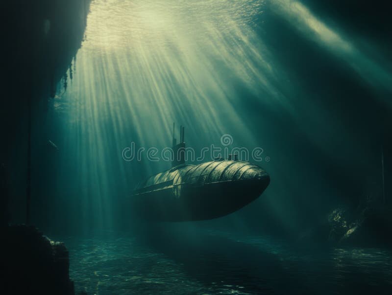Emerging from the Depths, the Submarine Surfaces, Creating a Dramatic ...