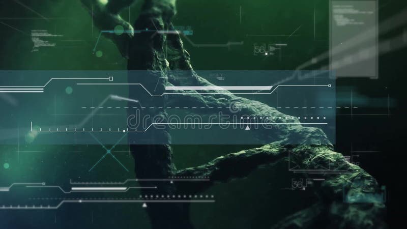 Emerging Glowing DNA Strand Forming and Rotating in UI, with HUD Panel ...