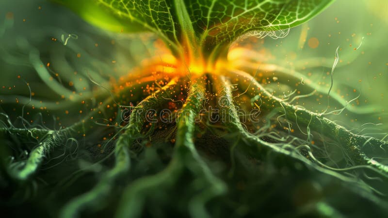 Emerging Green Seed Transforming into a Lively Plant with Roots ...