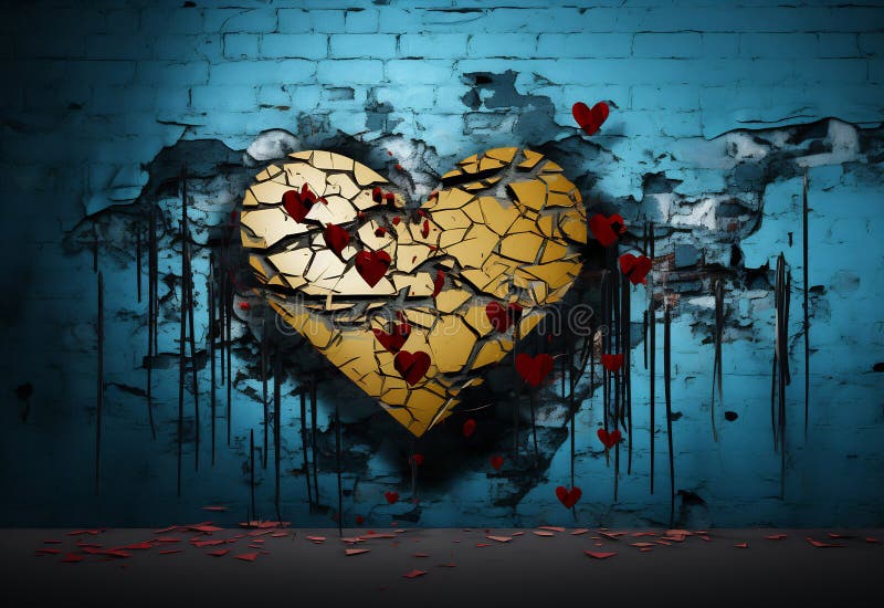 Emerging Love: Heart in Cracked Facade Stock Photo - Image of love ...