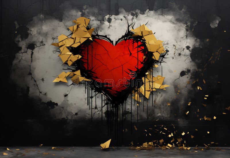 Emerging Love: Heart in Cracked Facade Stock Image - Image of emergence ...