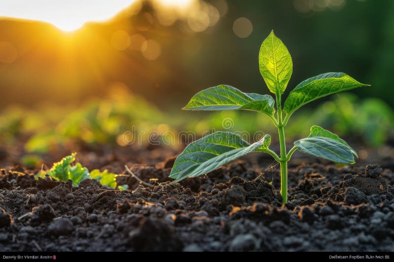 Emerging Seedling Young Plant Sprouting from Soil in the Vibrant Season ...