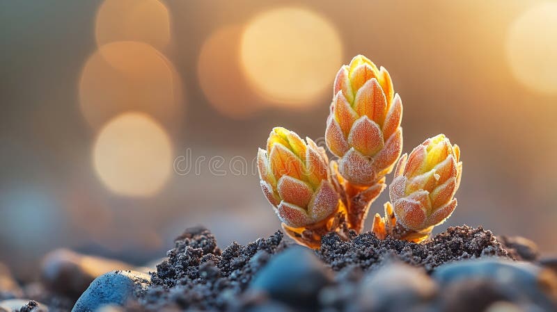 Emerging Succulent Buds in Warm Evening Light Capturing Springtime ...