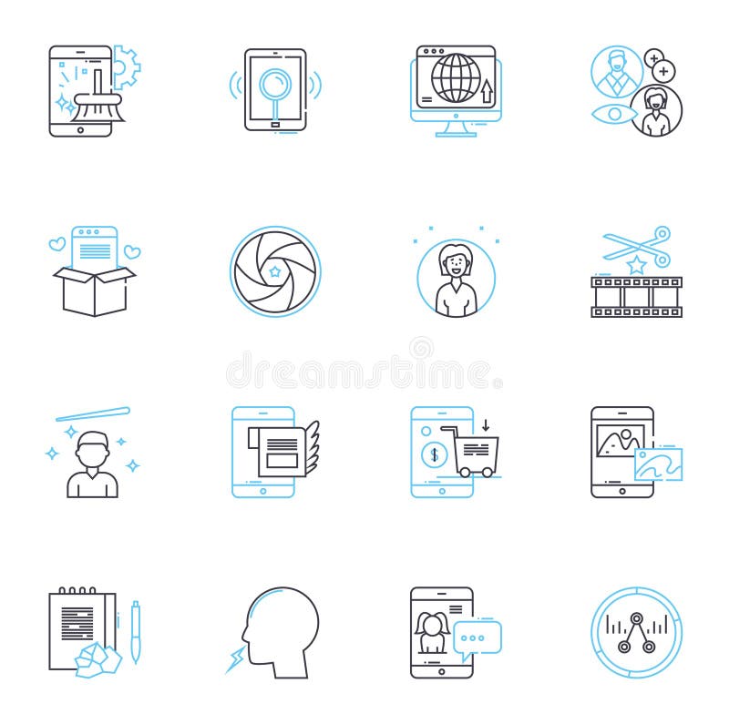 Artificial Reality Linear Icons Set. Virtual, Augmented, Holographic, Immersive, Simulated ...