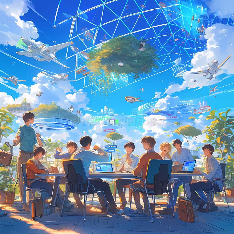 Emerging Technology: a Futuristic Collaboration Scene Stock ...