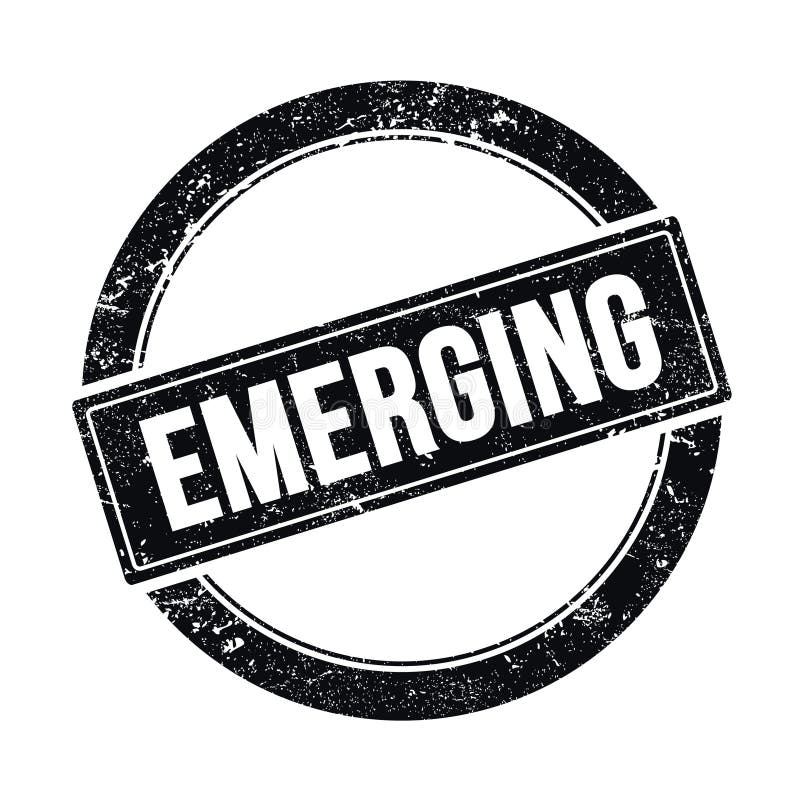 EMERGING Text on Red Grungy Vintage Round Stamp Stock Illustration ...