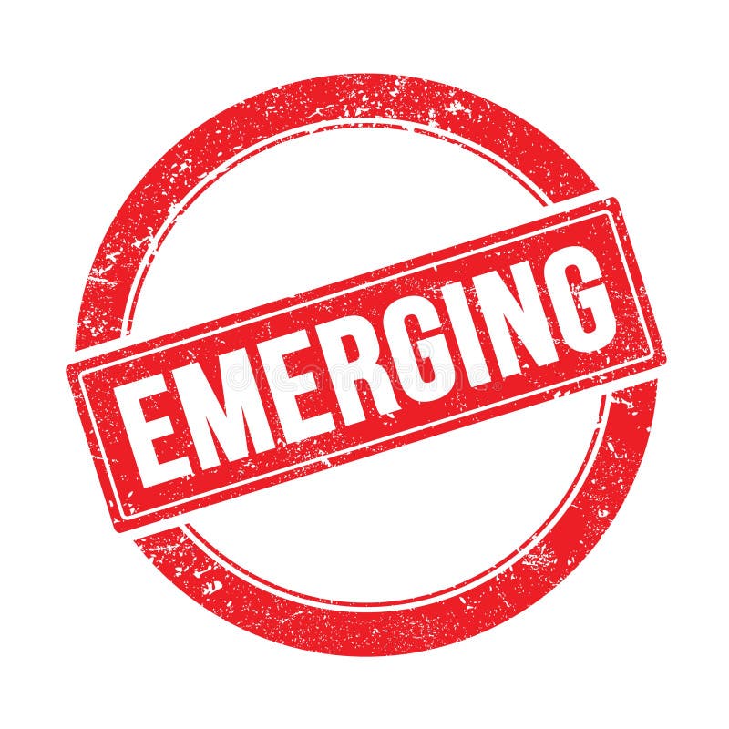 EMERGING Text on Red Grungy Vintage Round Stamp Stock Illustration ...