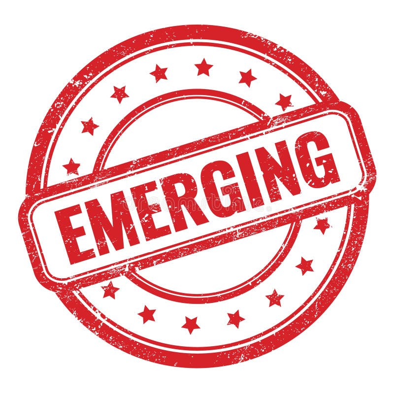 EMERGING Text on Red Grungy Vintage Round Stamp Stock Illustration ...