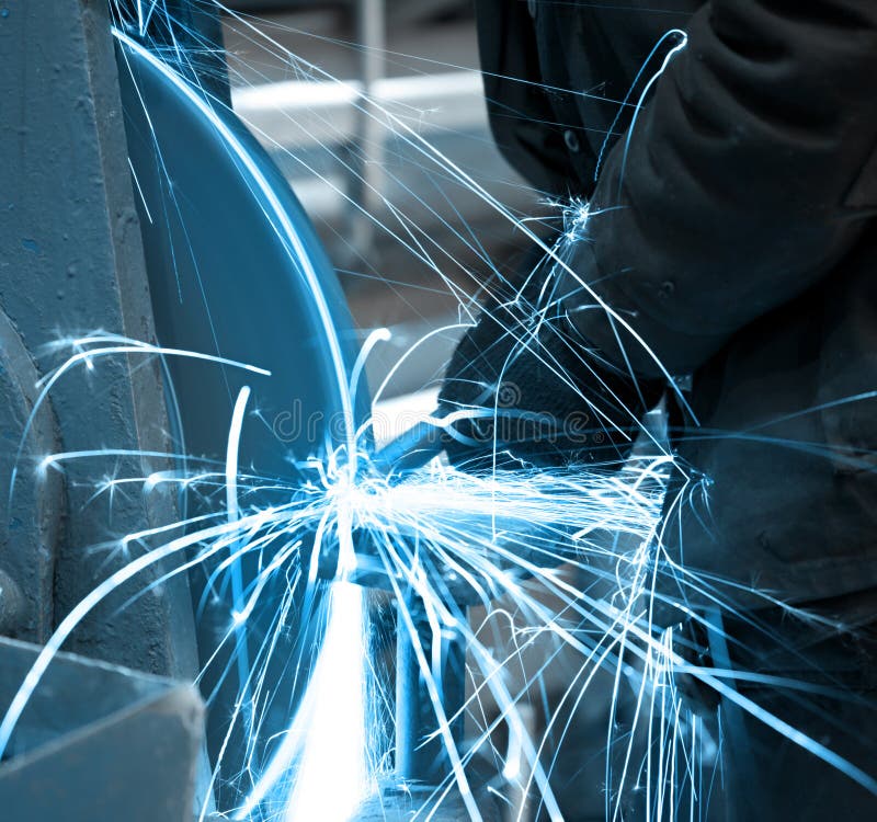 Work with an Emery Machine To Level the Surface of the Wall Stock Photo ...