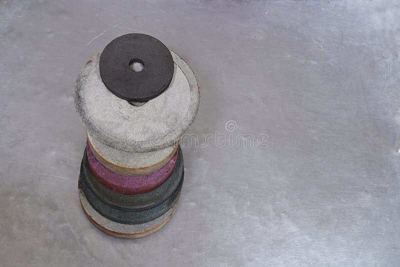 Emery Wheels on a Sheet of Stainless Steel Stock Image - Image of ...