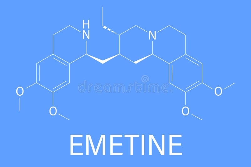 Emetine Molecule. Has Emetic and Anti-protozoal Properties. Skeletal ...