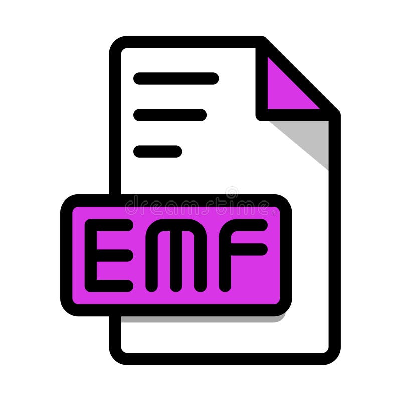 EMF File Format Icon. Type File Editable Bold Outline with Color Fill ...