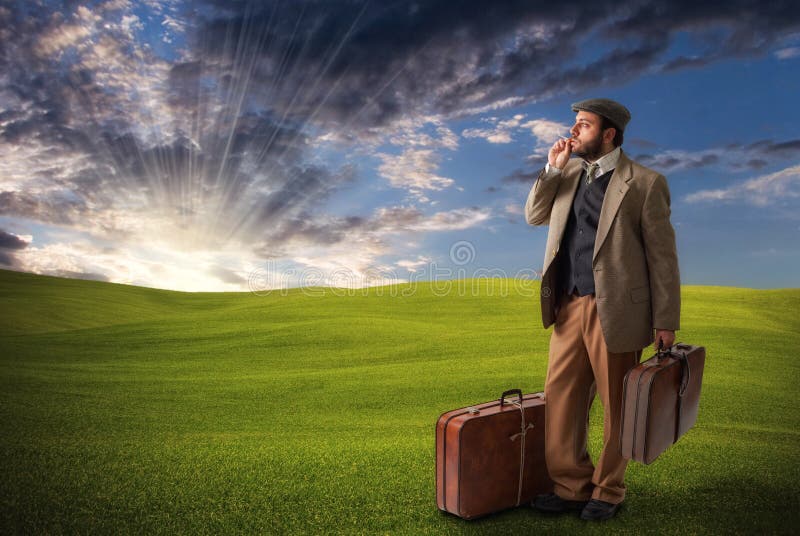 Emigrant with the Suitcases Stock Photo - Image of country, passport ...