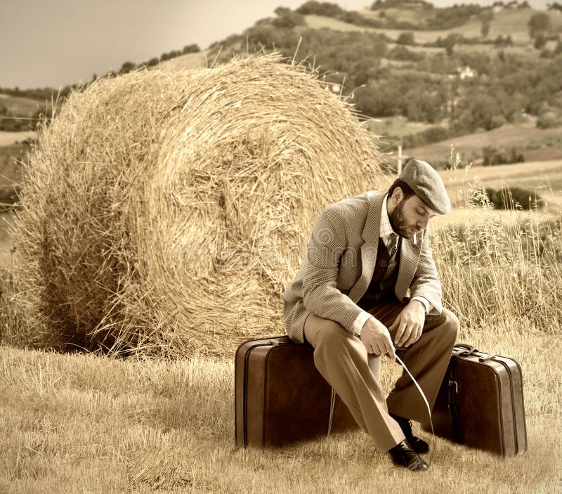 Emigrant with the Suitcases Stock Photo - Image of country, passport ...
