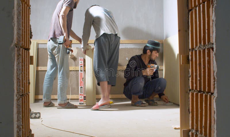 Emigrant Workers in a House Under Construction Editorial Stock Photo ...