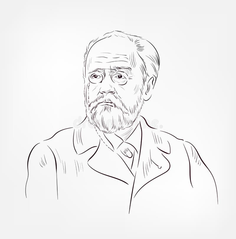 Emile Zola Vector Sketch Illustration Famous Editorial Photo ...