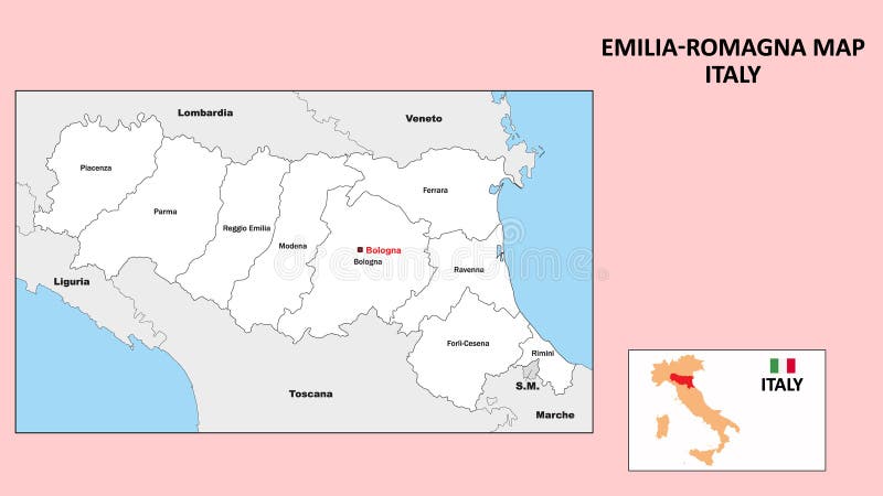 Emilia Romagna Map. Political Map of Emilia Romagna with Boundaries in ...