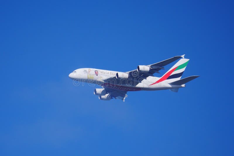 Emirates Aeroplane in Deep Blue Sky in Flight Editorial Photography ...