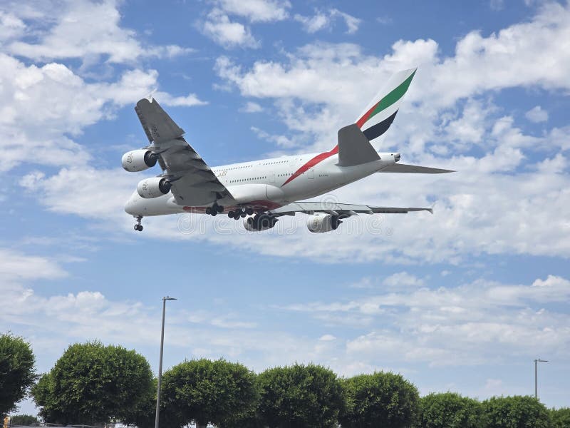 Emirates airline airplane editorial stock photo. Image of wing - 400233243