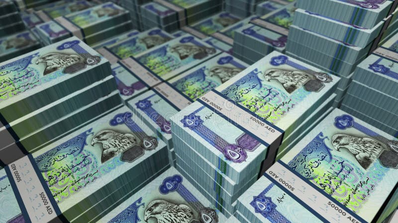 Emirates Dirham Dubai Banknote Packs Falling Loop Stock Footage - Video ...