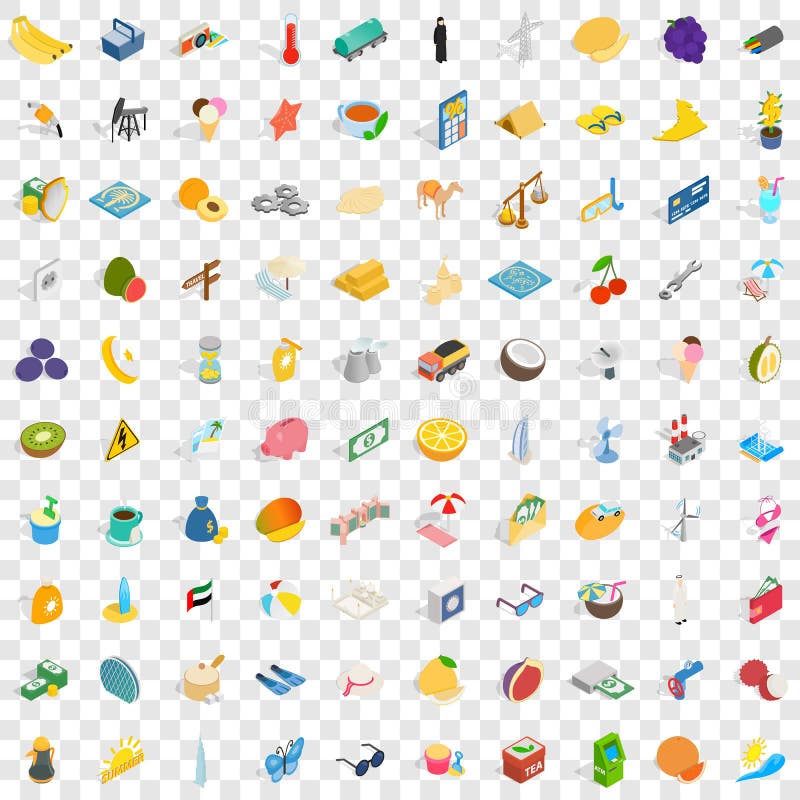 100 Emirates Icons Set, Isometric 3d Style Stock Vector - Illustration ...