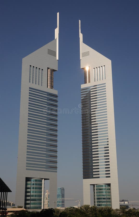 Emirates Towers in Dubai stock photo. Image of highrise - 8480618