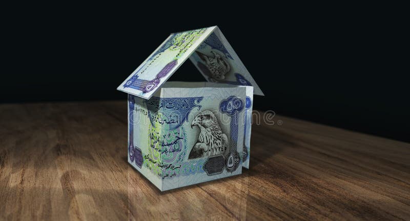 Emiratesian Dirham Dubai AED Money Banknotes Paper House on the Table ... Emiratesian Dirham Dubai AED Money Banknotes Paper House on the Table ...