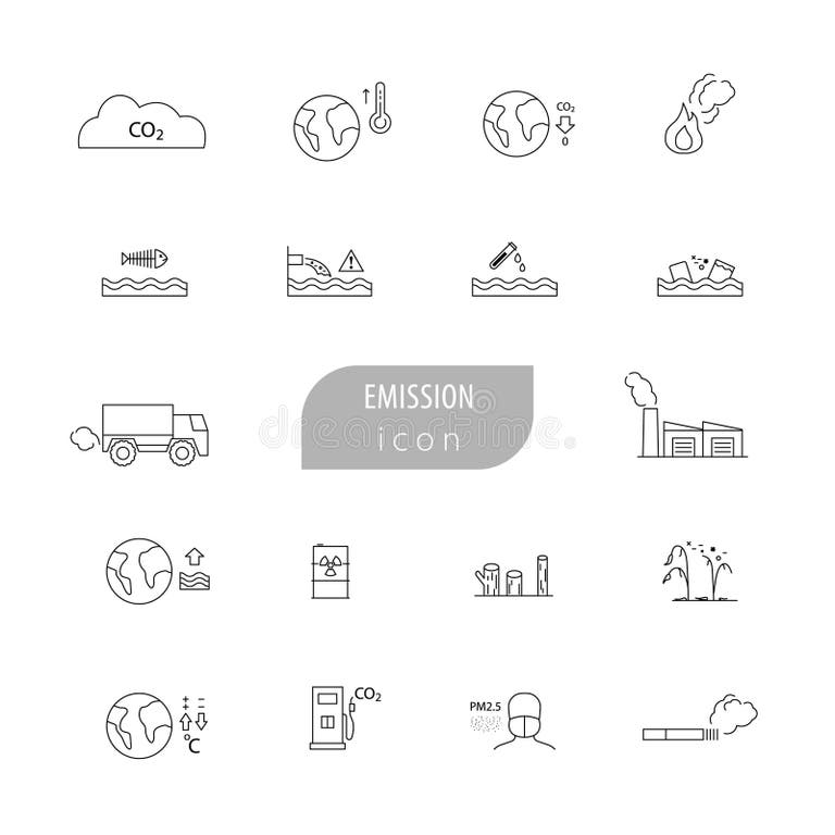 Emission Icon, Pollution Icon Graphic Stock Photo - Illustration of ...