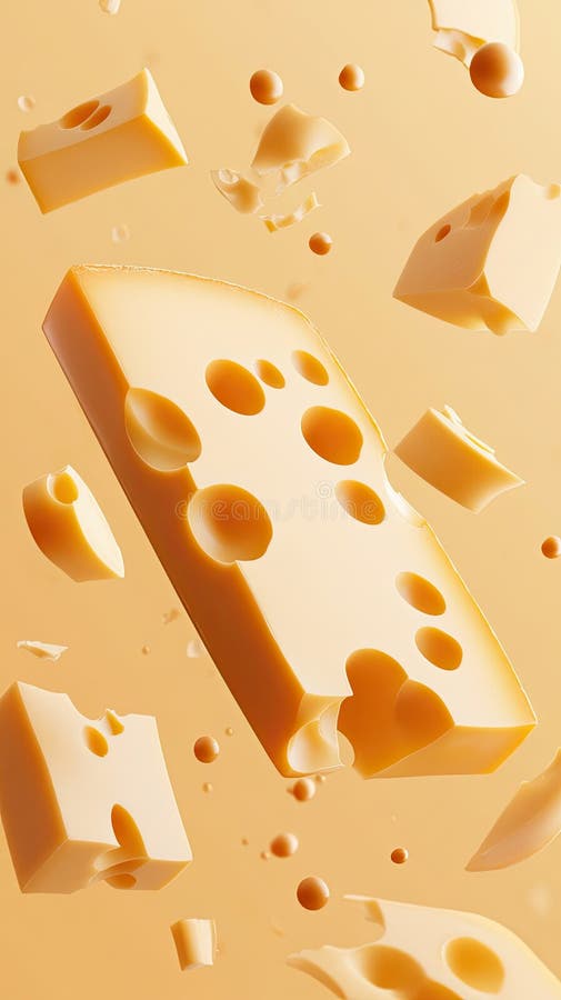 Emmental Cheese Pieces Falling Stock Photo - Image of gourmet, floating ...