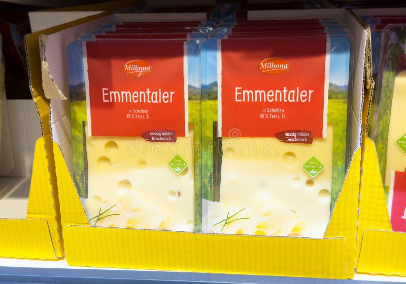 Emmentaler Cheese Packaging Display on Store Shelf Editorial Image ...