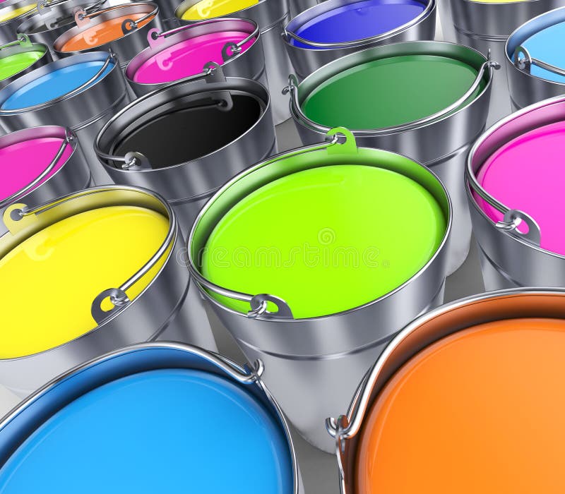 De Kleurenpalet Van Verfblikken Stock Illustratie - Illustration of ...