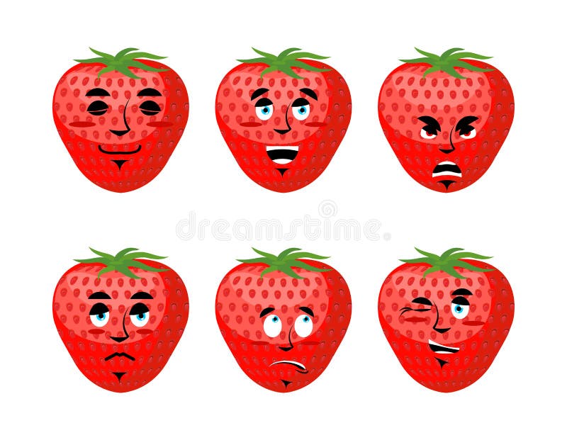 Ajuste a Cara Das Emoções Da Morango Ajuste Smiley Da Morango As ...