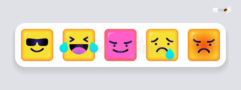 Square Emoticons Yellow Emoji Faces Emoticon Smile, Digital Smiley ...