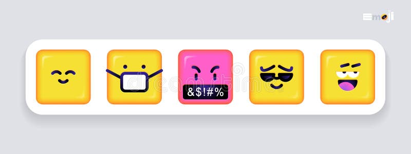 Square Emoticons Yellow Emoji Faces Emoticon Smile, Digital Smiley ...