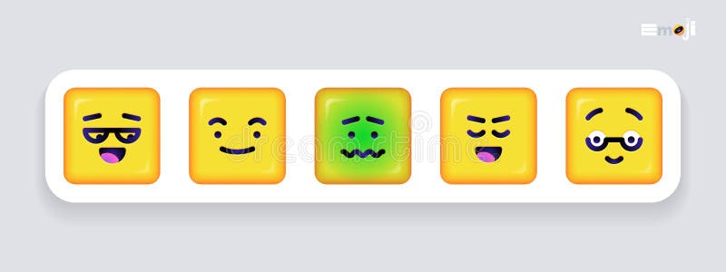 Square Emoticons Yellow Emoji Faces Emoticon Smile, Digital Smiley ...