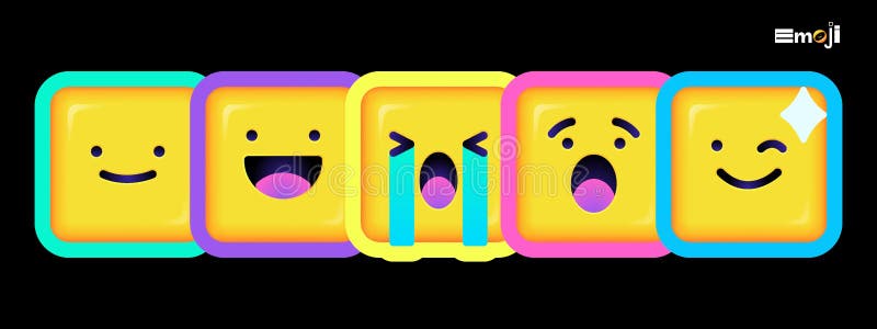 Square Emoticons Yellow Emoji Faces Emoticon Smile, Digital Smiley ...