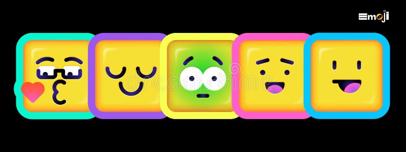 Square Emoticons Yellow Emoji Faces Emoticon Smile, Digital Smiley ...