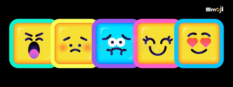 Square Emoticons Yellow Emoji Faces Emoticon Smile, Digital Smiley ...