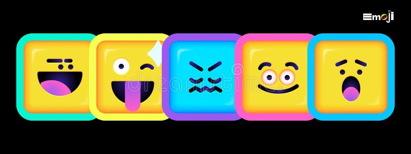 Square Emoticons Yellow Emoji Faces Emoticon Smile, Digital Smiley ...
