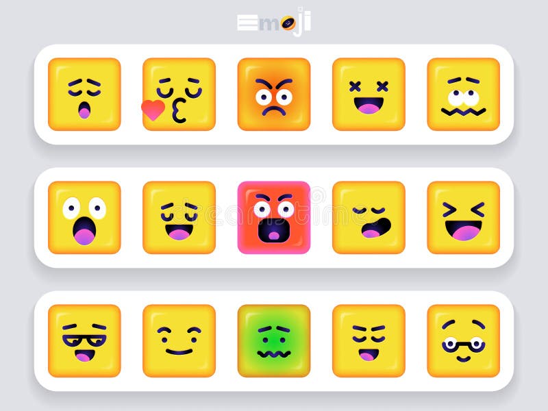 Square Emoticons Yellow Emoji Faces Emoticon Smile, Digital Smiley ...
