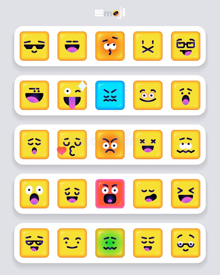 Square Emoticons Yellow Emoji Faces Emoticon Smile, Digital Smiley ...