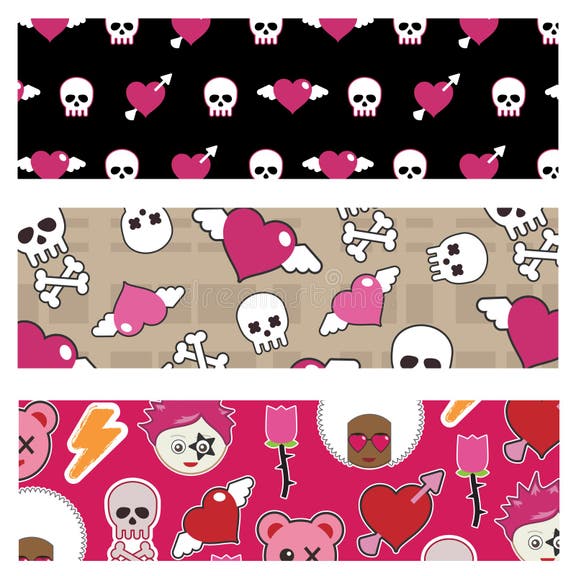 Emo banners stock vector. Illustration of header, pink - 14184103