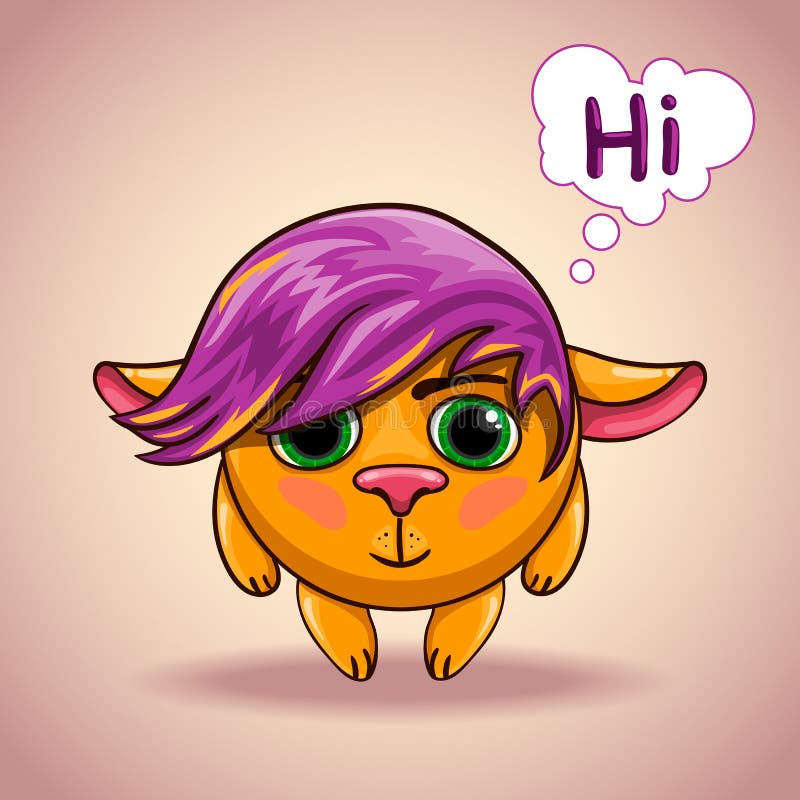 Emo Cartoon Alien Animal Character. Stock Vector - Illustration of ...