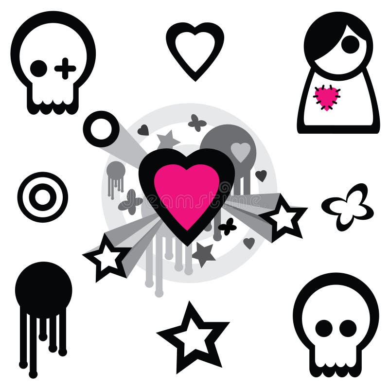 Emo design elements stock vector. Illustration of girls - 5218020