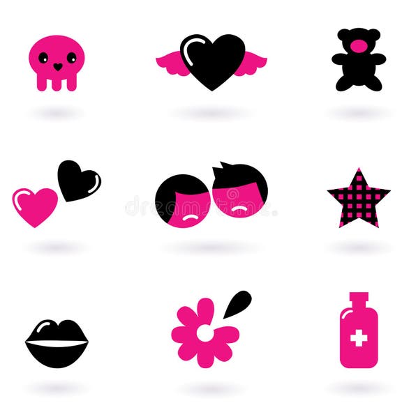 Emo Design Elements and Icons Stock Vector - Illustration of clip ...