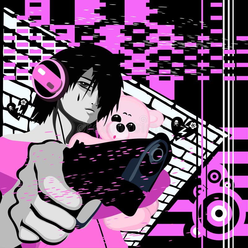 Emo ed orso illustrazione vettoriale. Illustrazione di disegno - 4612333