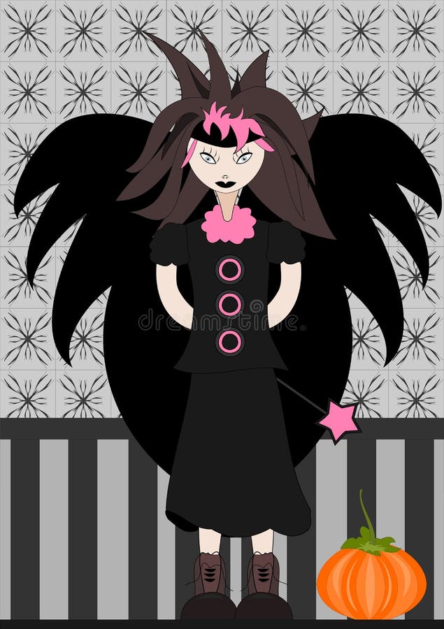 Emo elf with pumpkin stock vector. Illustration of fantasy - 20472722