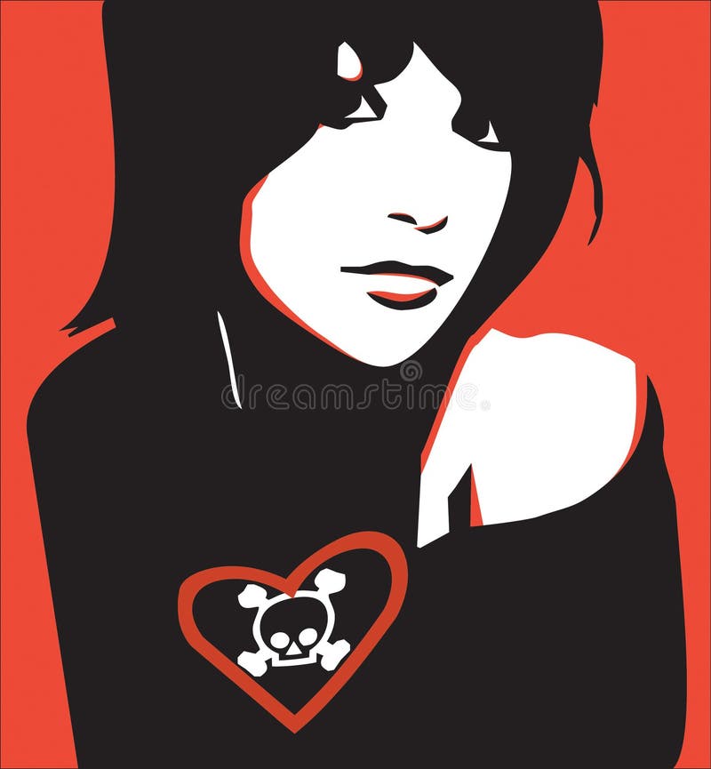 Emo girl stock vector. Illustration of relax, lips, life - 5635358