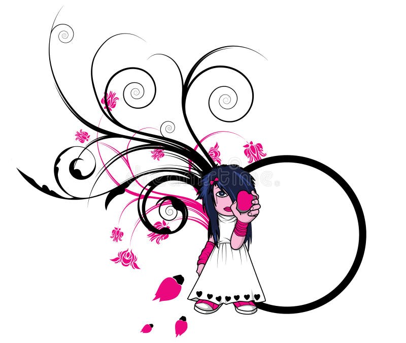 Emo girl stock vector. Illustration of flower, abstract - 7312942
